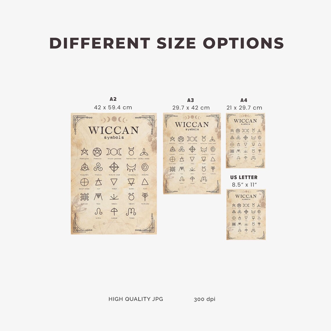 Wiccan Pagan Symbols | Witch Symbols Book of Shadows Page, Grimoire ...