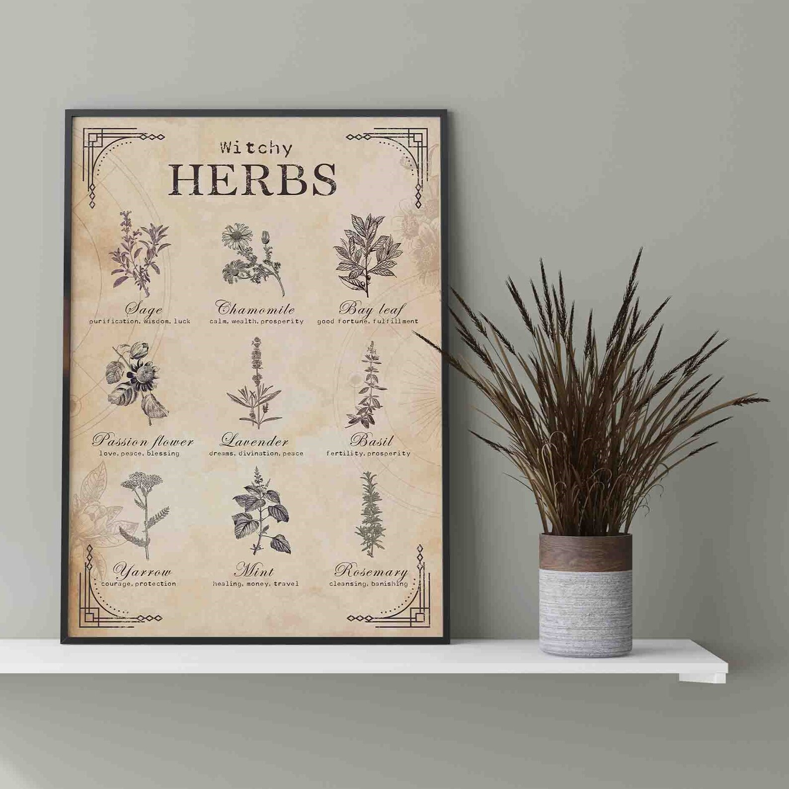 Witch Magical Herbs Poster | Witch's Apothecary | Vintage Botanical ...