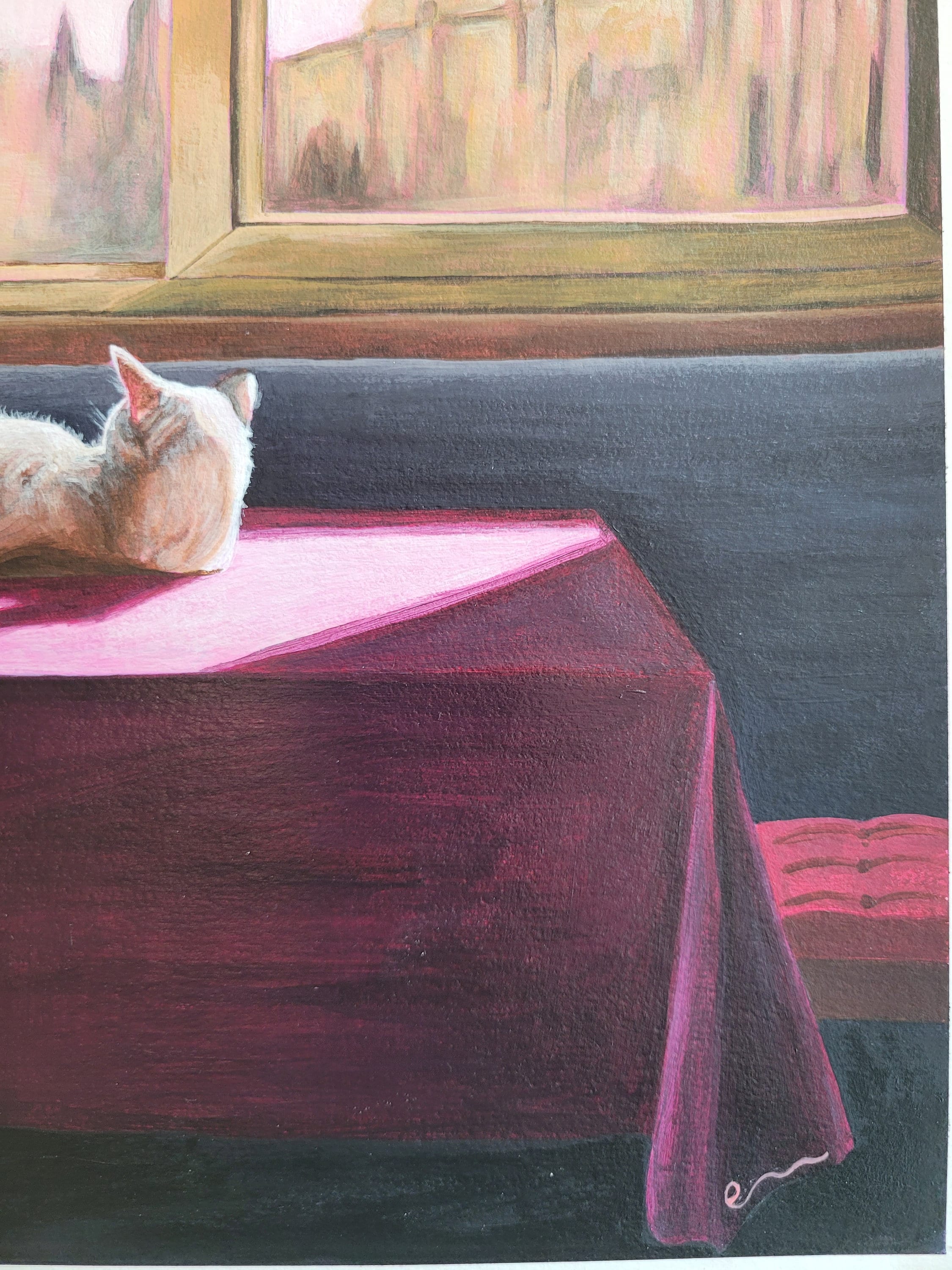 ORIGINAL Acrylic Painting. Cat Still Life Painting. Cat Art. Interior ...