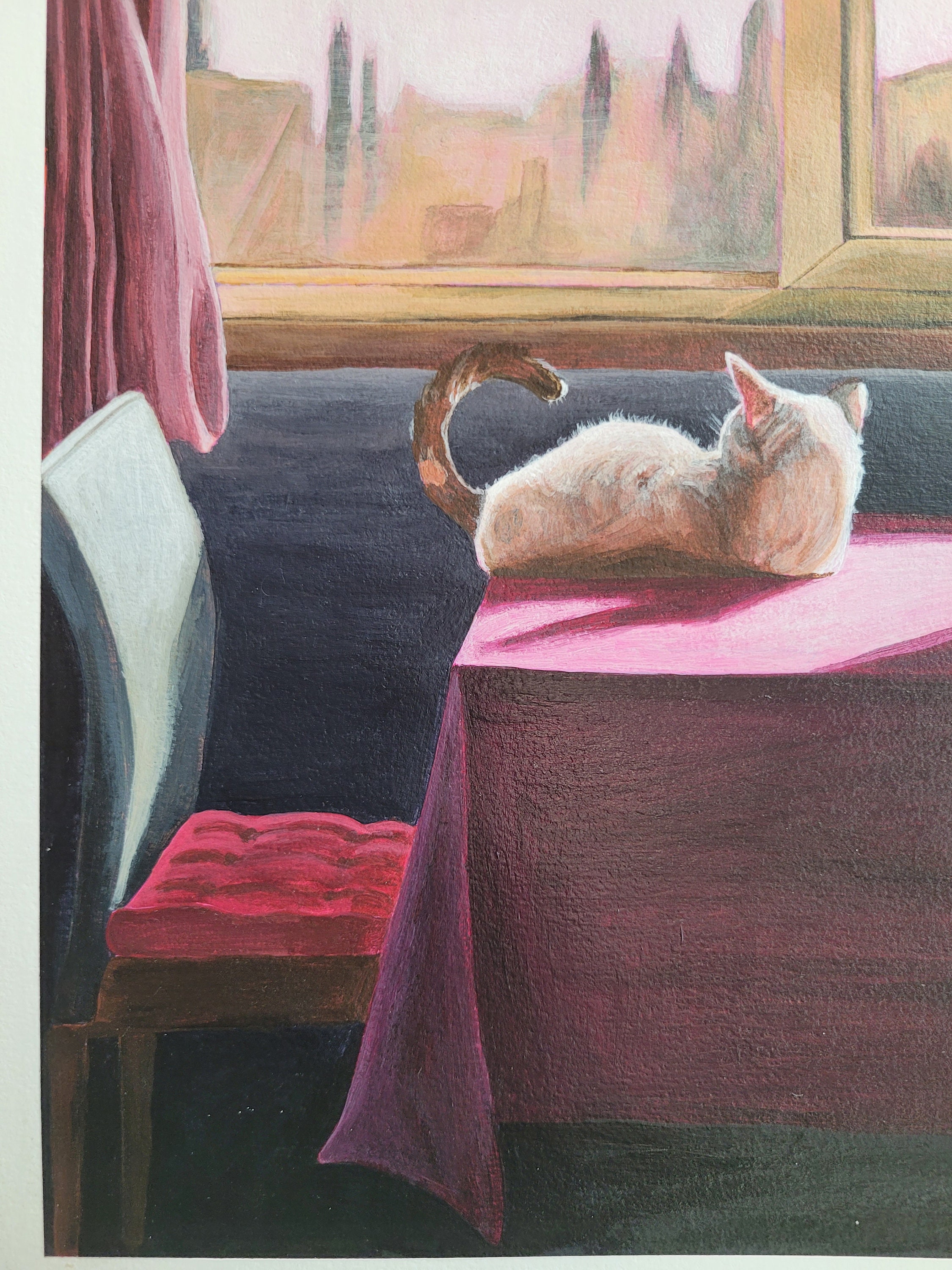 ORIGINAL Acrylic Painting. Cat Still Life Painting. Cat Art. Interior ...