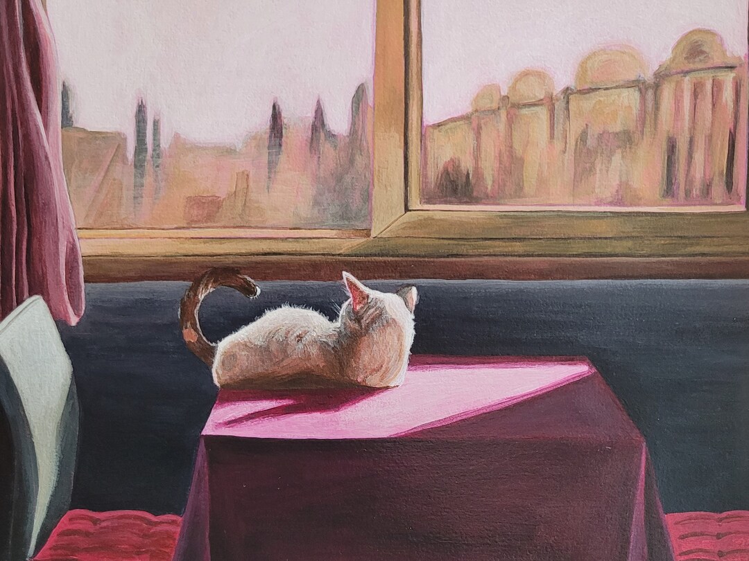 ORIGINAL Acrylic Painting. Cat Still Life Painting. Cat Art. Interior ...