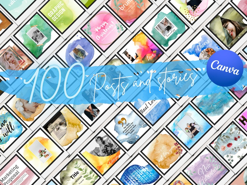 100 Watercolor Instagram Templates for Posts and Stories | Fun Editable ...
