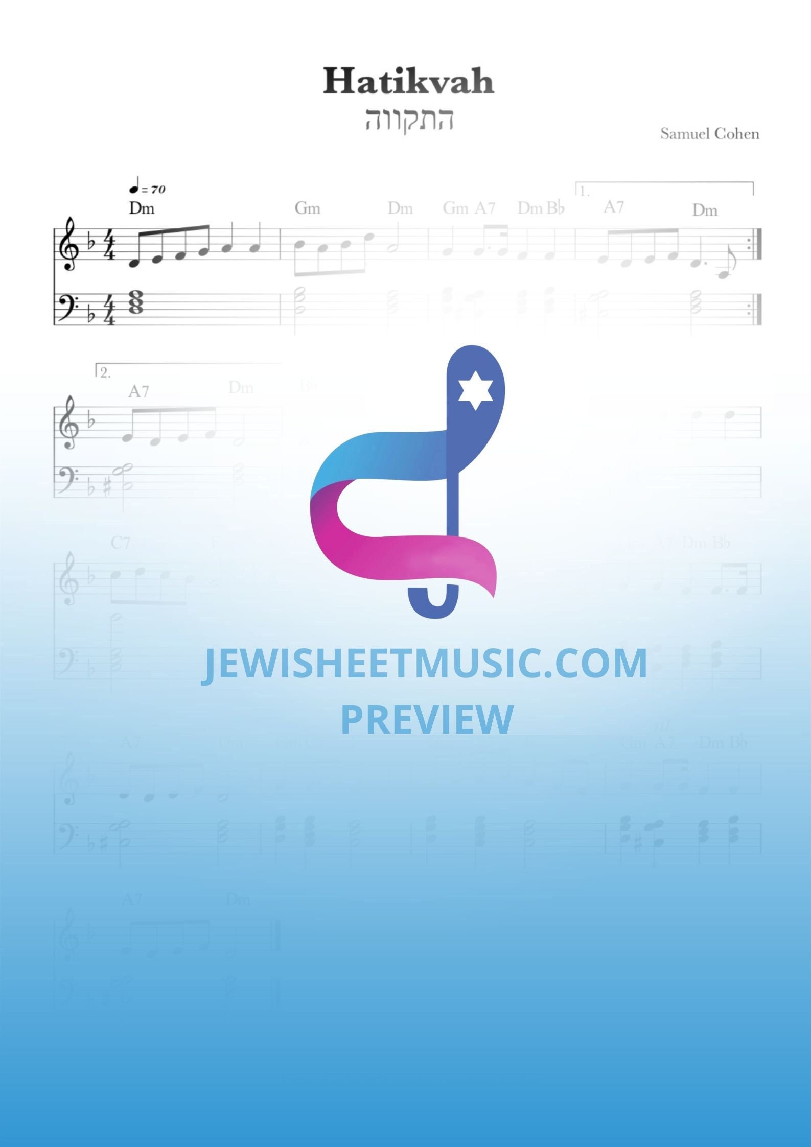 Hatikvah With Chords. the National Anthem of Israel. התקווה. Lead Sheet ...