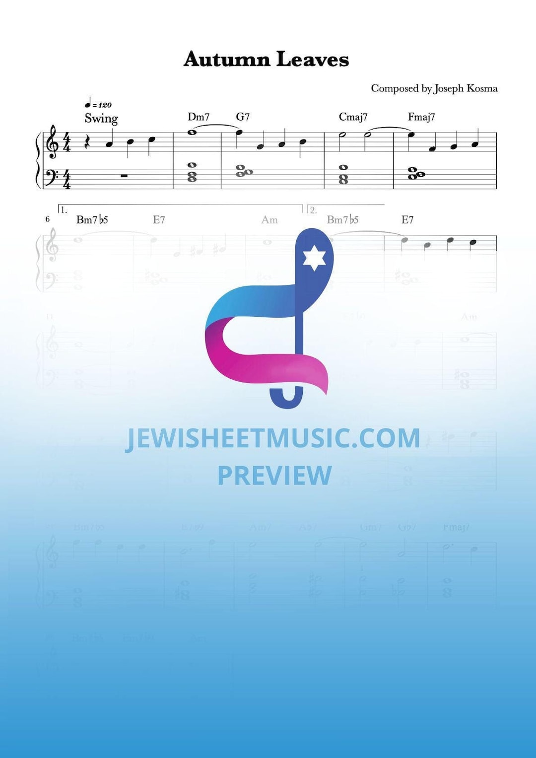 Autumn Leaves. Easy Piano Sheet Music - Etsy