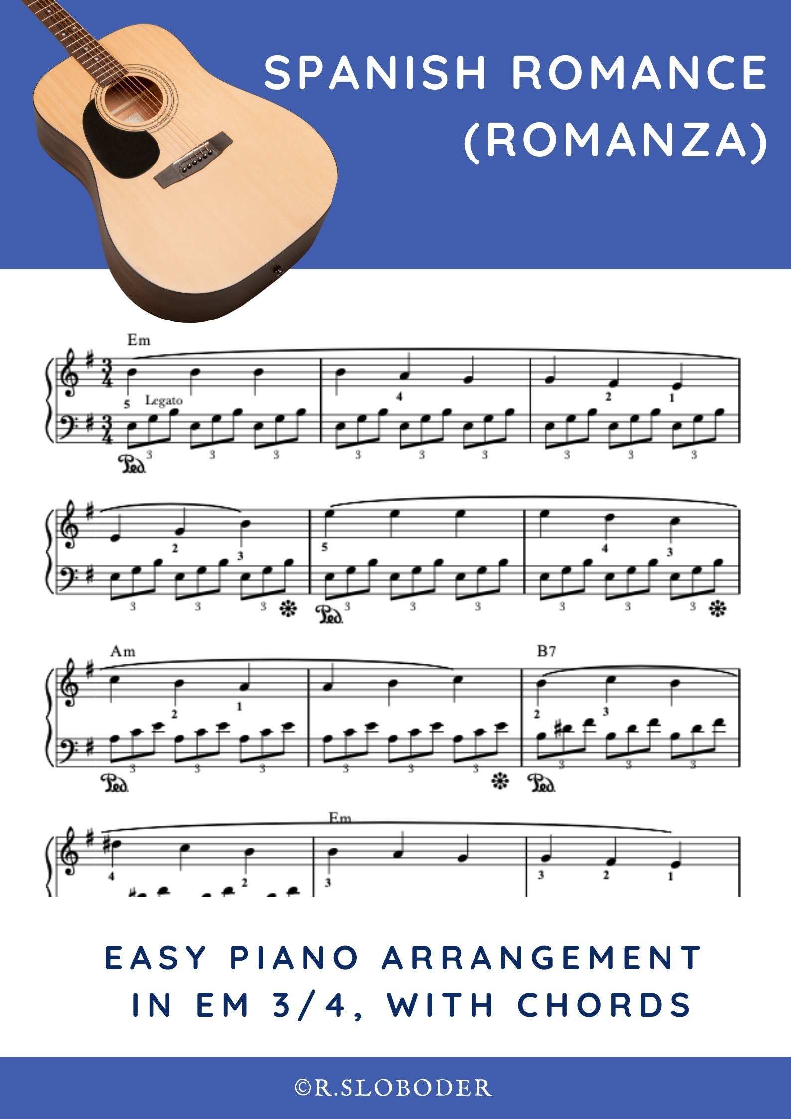 Spanish Romance (romanza). Easy Piano Sheet Music - Etsy Spanish Romance (romanza). Easy Piano Sheet Music - Etsy