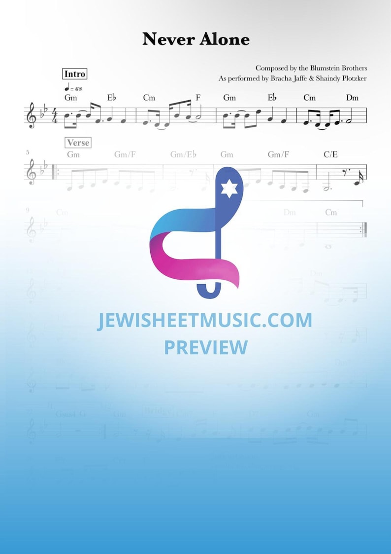Never Alone by Bracha Jaffe & Shaindy Plotzker. Sheet Music - Etsy