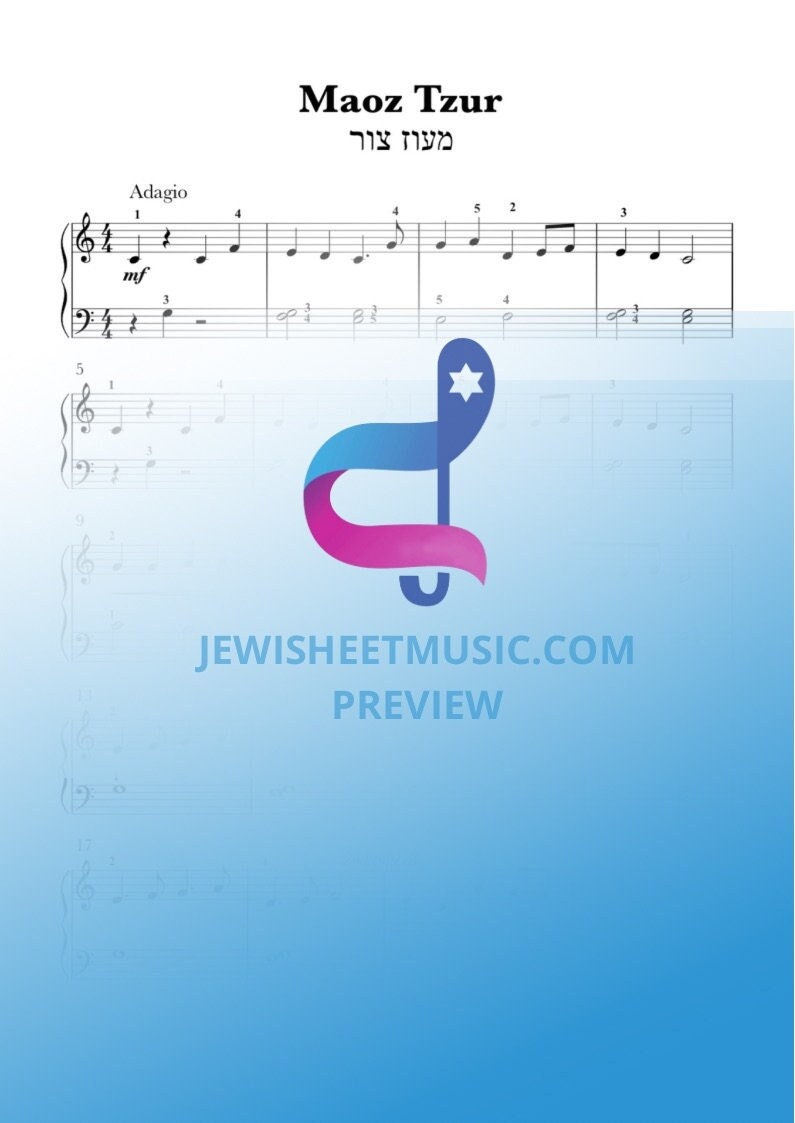 Maoz Tzur. מעוז צור. Hanukkah Hymn. Easy Piano | חנוכה - Etsy