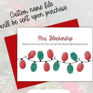 Personalized Christmas Card Thank You Teacher - Printable Kids ...