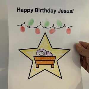 Christmas Kids Fingerprint Baby Jesus in Manger Craft - Paper Coloring ...