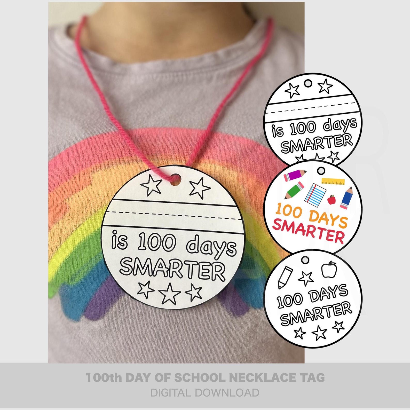 100 Day of School Kid Tag for Necklace - Kid Craft for School - "100 ...