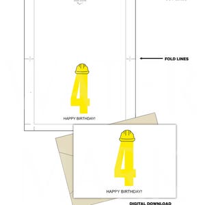 Construction Birthday Card Age Digital Download File - Hard Hat Boy ...