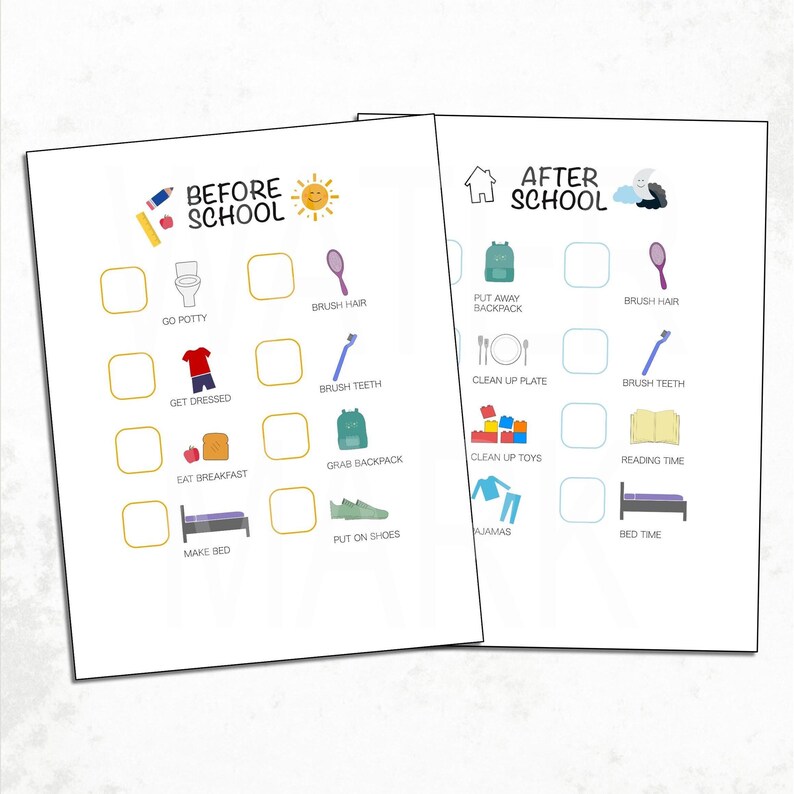 Kids Before and After School Routine - to Do List Toddler Kindergarten ...