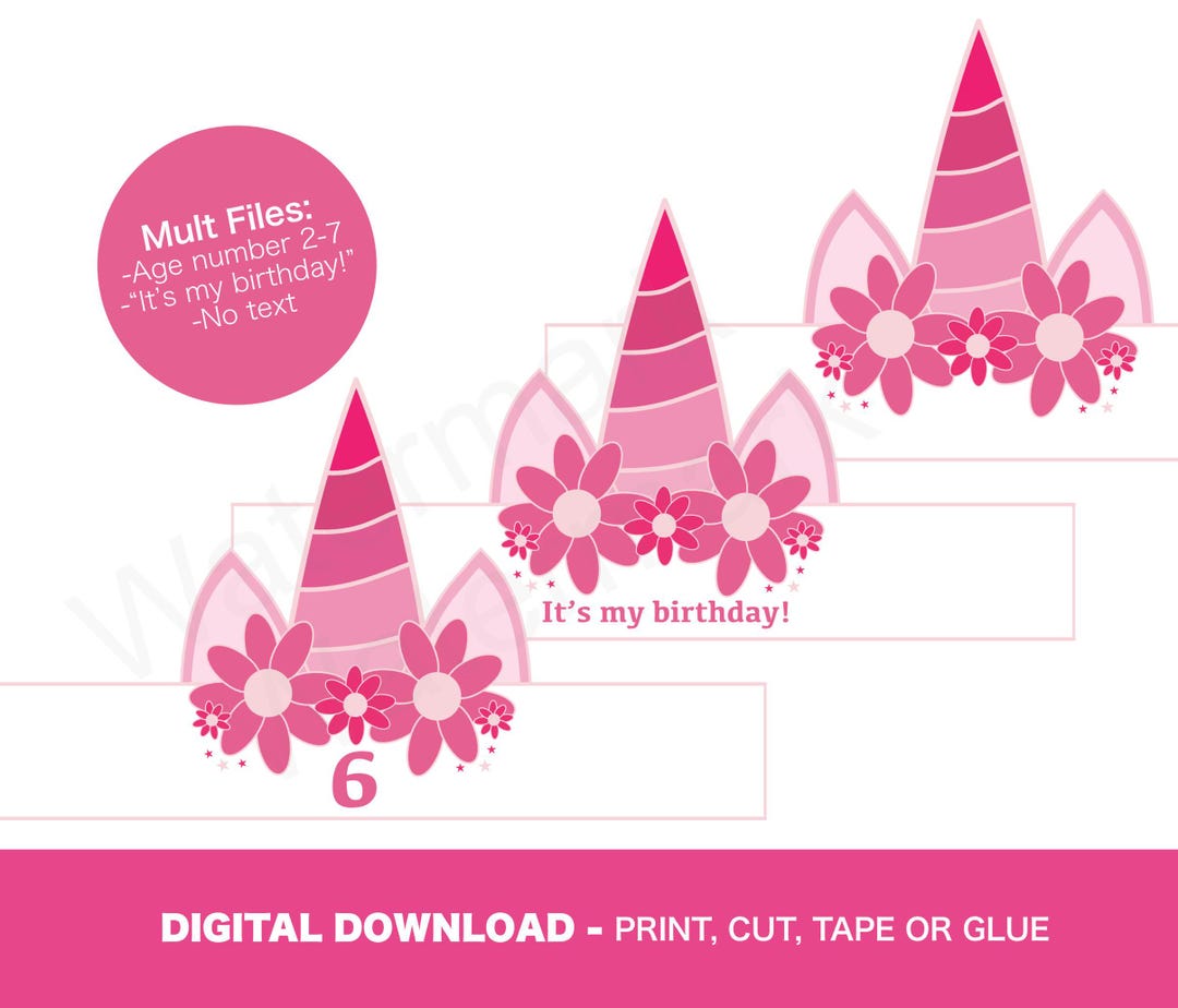 Unicorn Birthday Crown Pink Girl Birthday Party Crown it's My Birthday ...