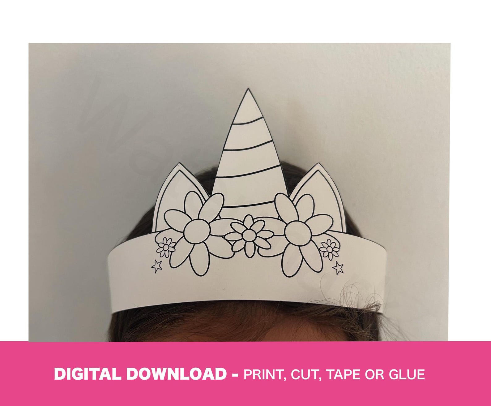 Unicorn Girl Crown Printable DIY Birthday Party Crown Paper Crown ...