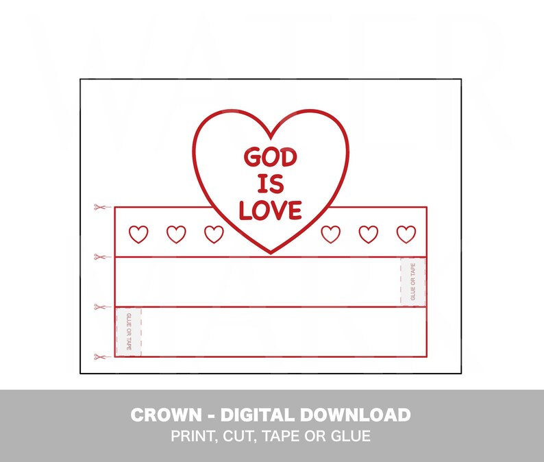 Crown God is Love Valentine Coloring Craft Printable - Jesus Craft ...