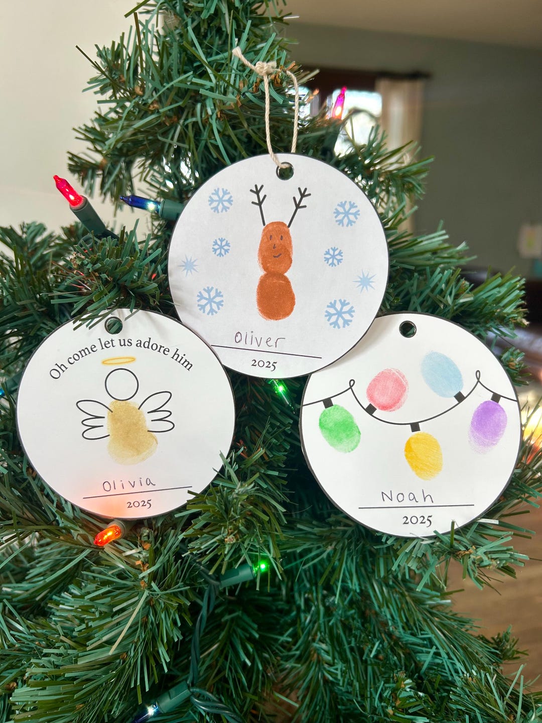 Fingerprint Christmas Ornament Bundle Craft Printable – Holiday Kid Art ...