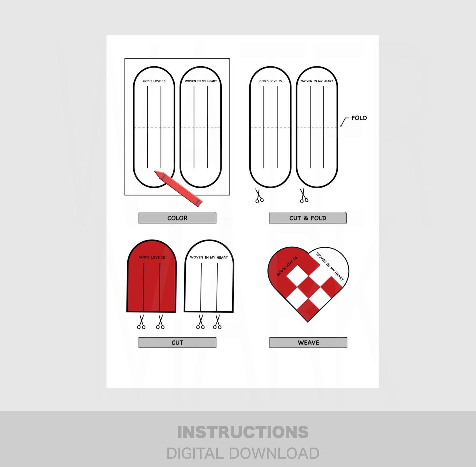 Christian Paper Weaving Craft, “in God’s Love” Coloring Printable ...