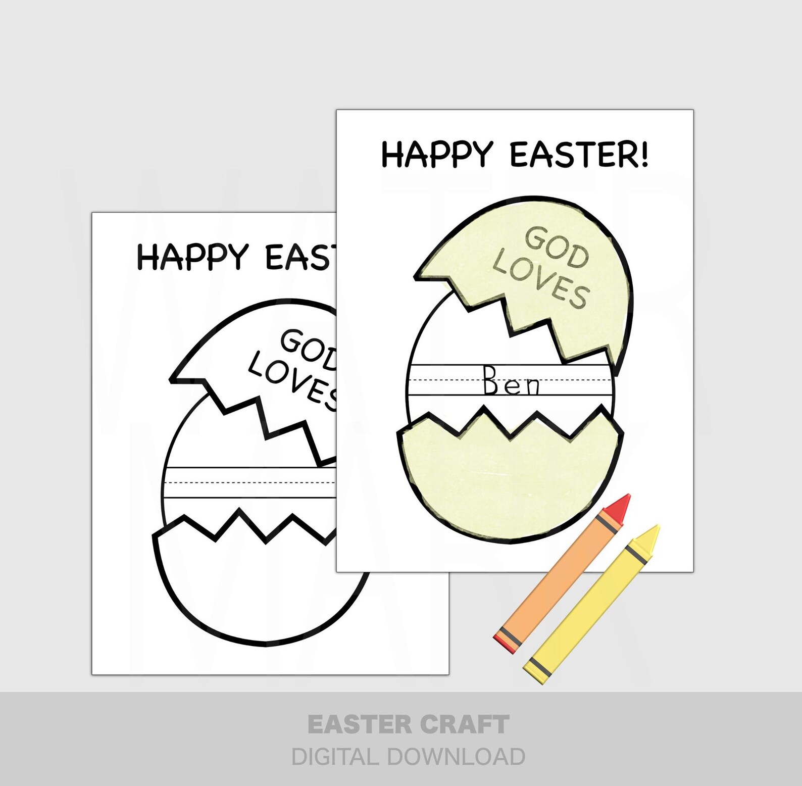 Easter Coloring God Loves Me Printable Craft - Kids Coloring Craft ...