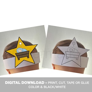 Christmas Jesus in Manger Crown Printable Coloring Craft - Nativity Hat ...