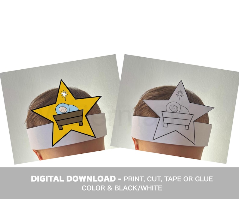 Christmas Jesus in Manger Crown Printable Coloring Craft - Nativity Hat ...