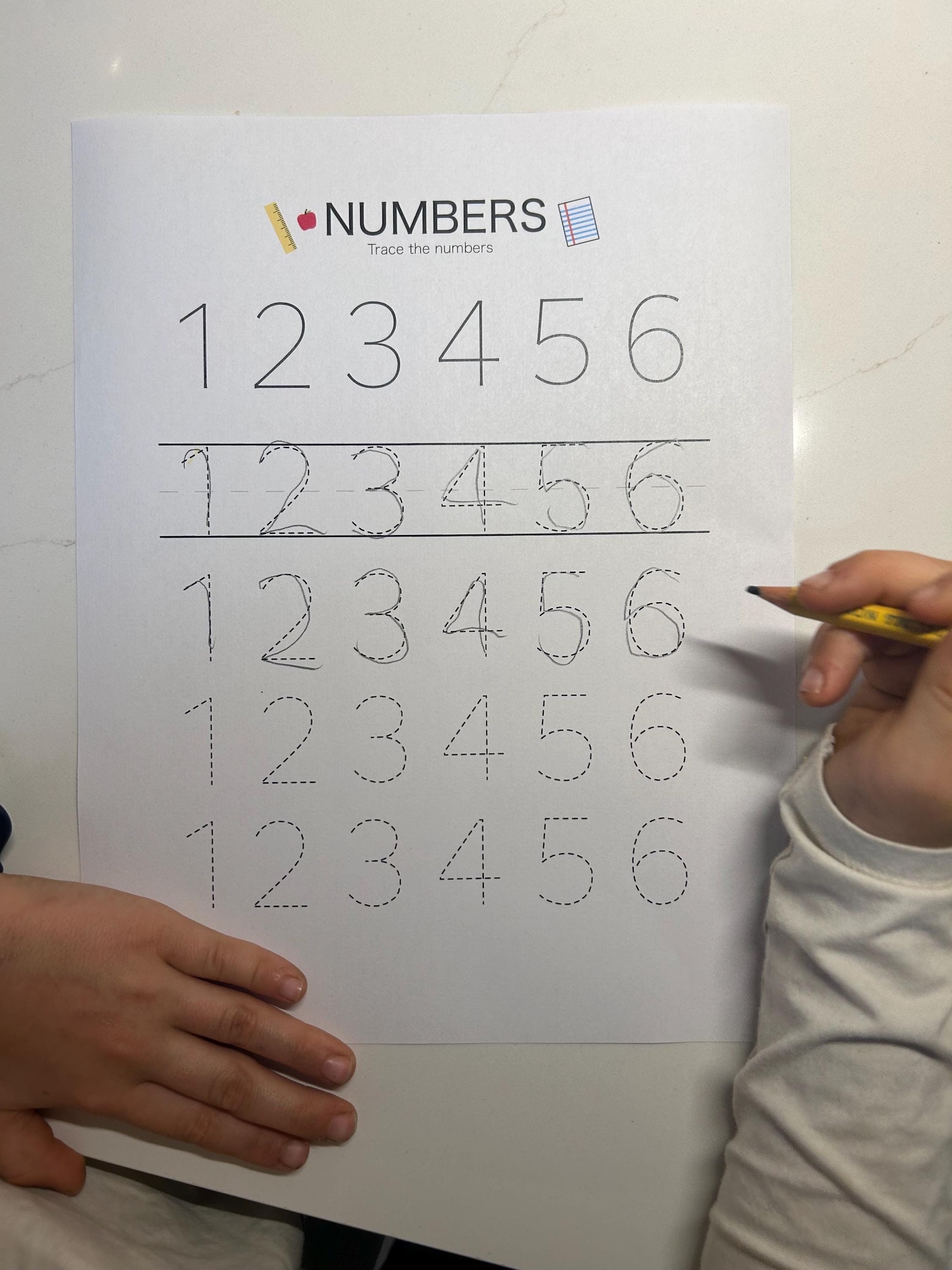Number Tracing 1-6 Worksheet – Preschool Learning (digital Download) - Etsy