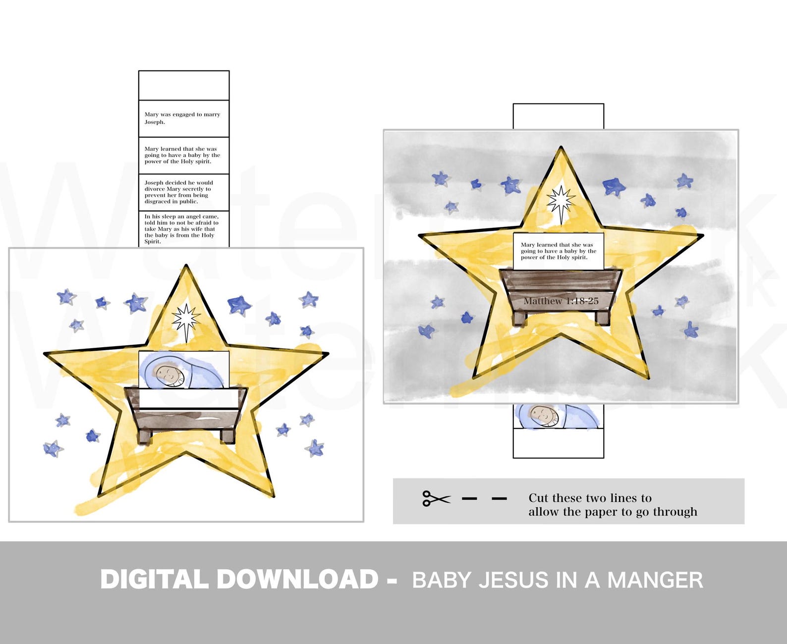 Christmas Story Nativity Advent Jesus in Manger Printable Craft - Kids ...
