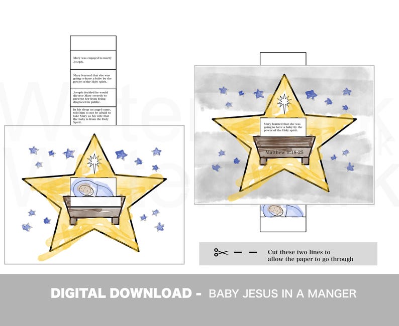 Christmas Story Nativity Advent Jesus in Manger Printable Craft - Kids ...