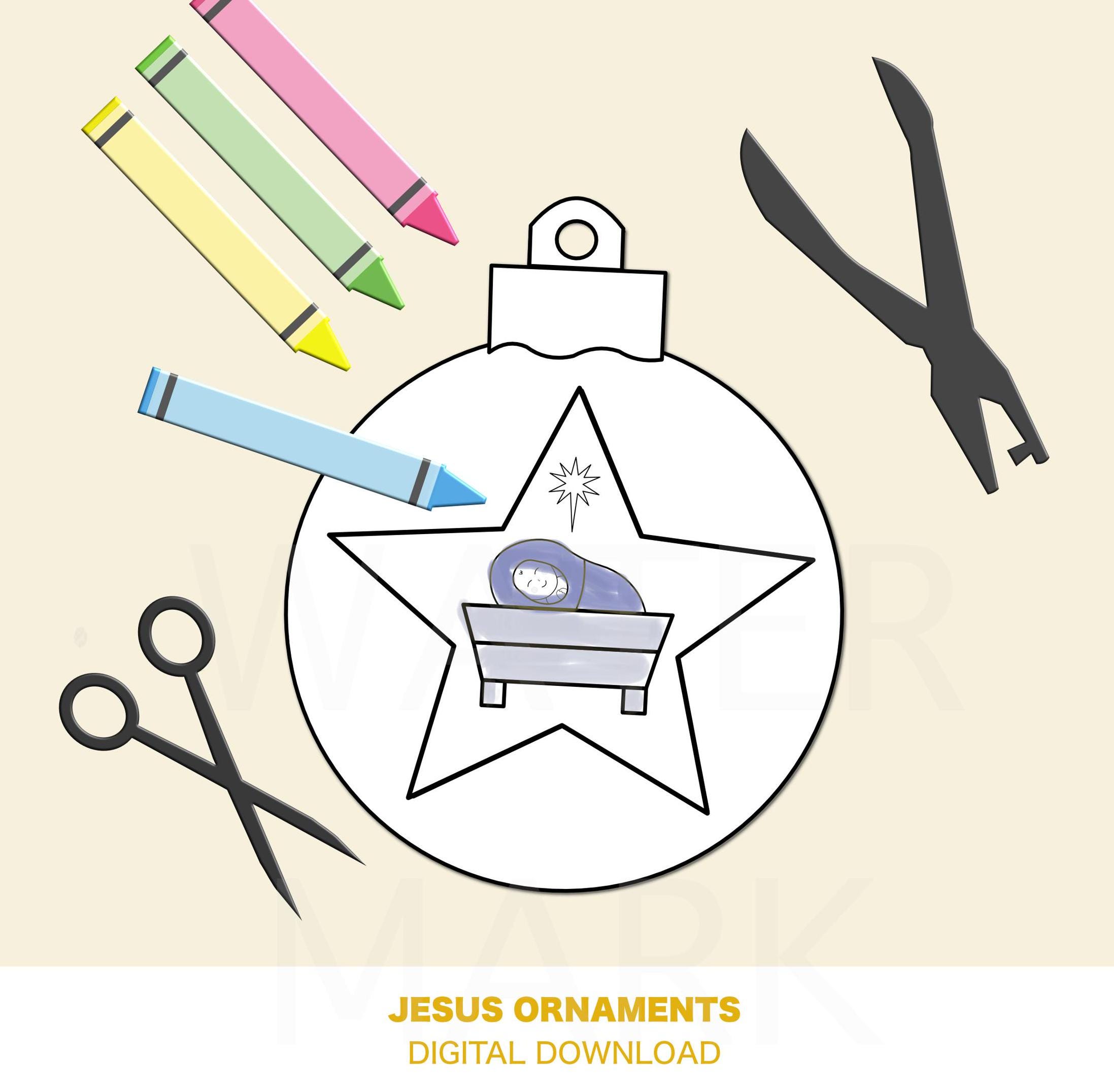 Jesus in a Manger Kids Ornament - Christmas Nativity Manger Craft ...