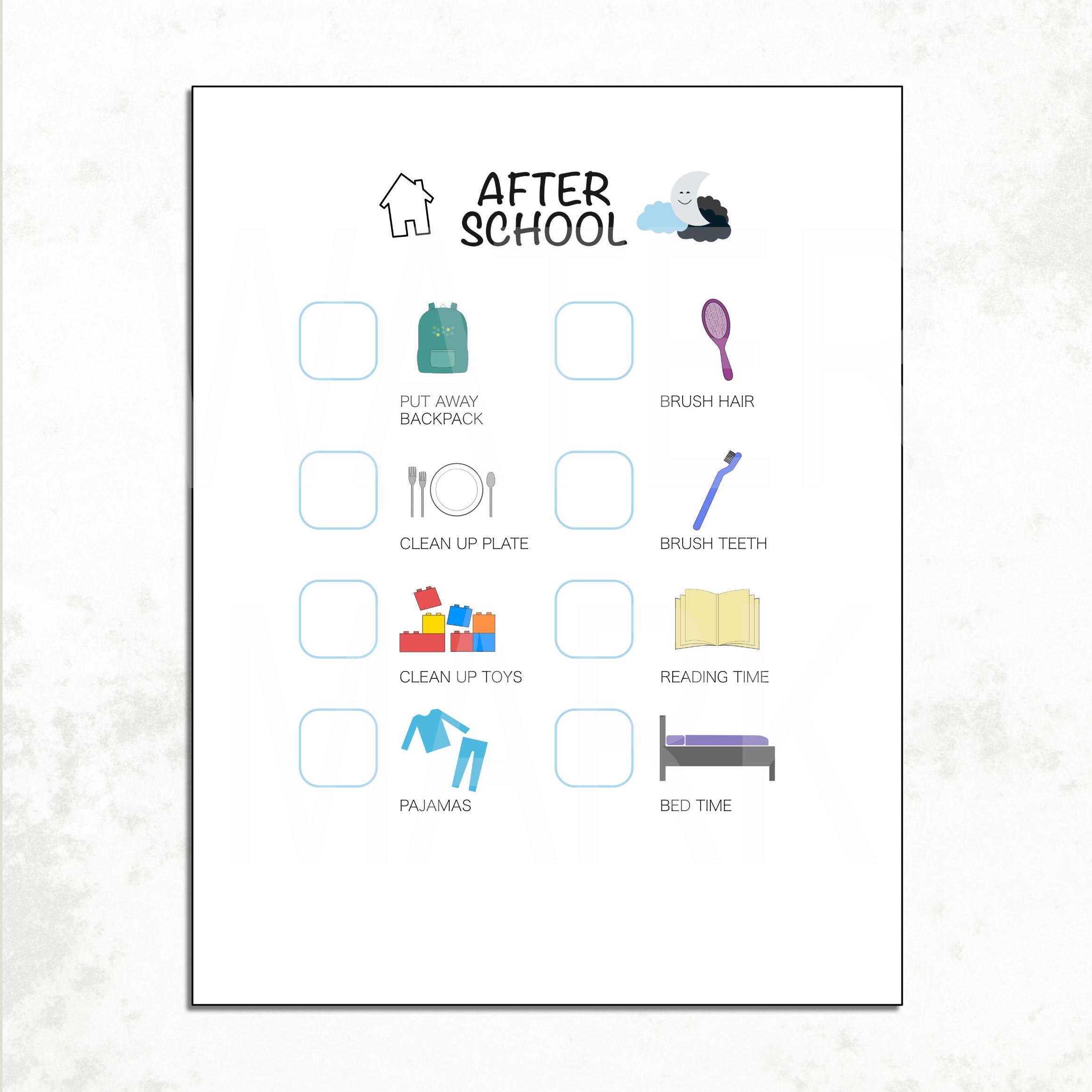 Kids Before and After School Routine - to Do List Toddler Kindergarten ...