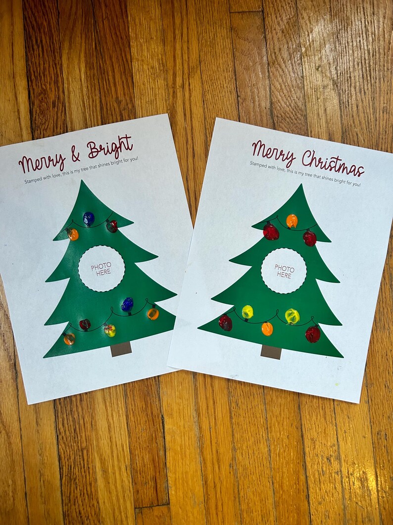 Printable Christmas Tree Fingerprint Craft – Kids Photo Ornament ...