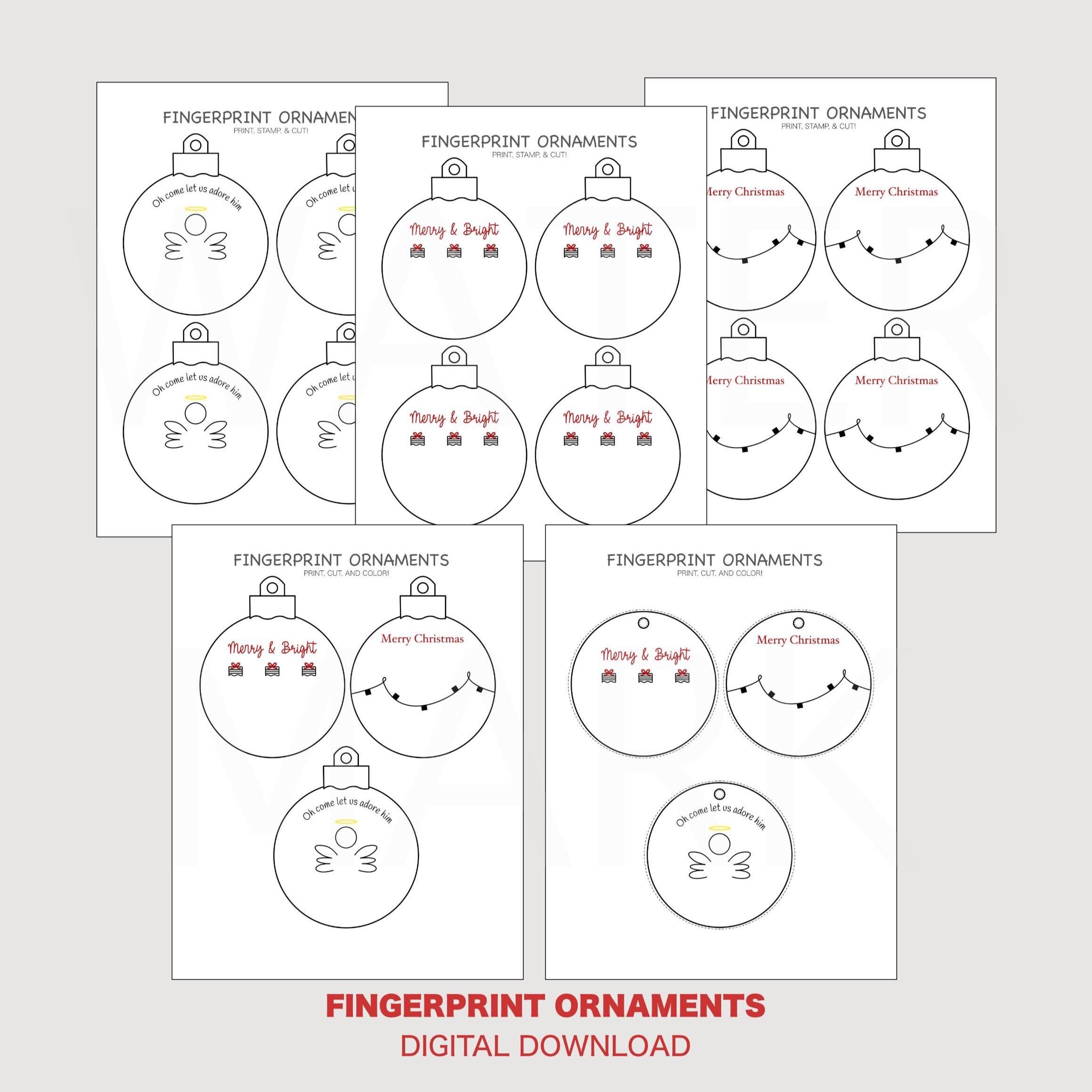 Christmas Activity Fingerprint Christmas Ornament Craft Printable, DIY ...