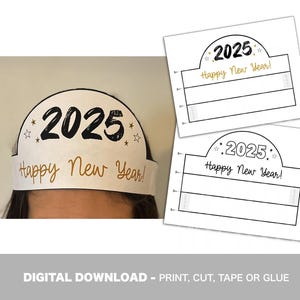 New Years Crown 2025 Printable Kids New Years Craft Paper Hats Party ...