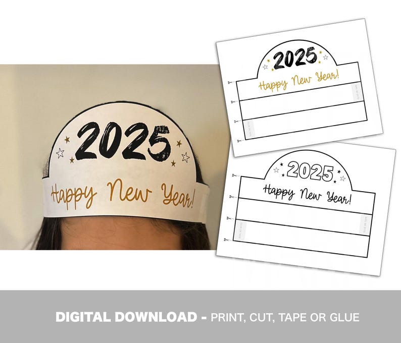New Years Crown 2025 Printable Kids New Years Craft Paper Hats Party ...