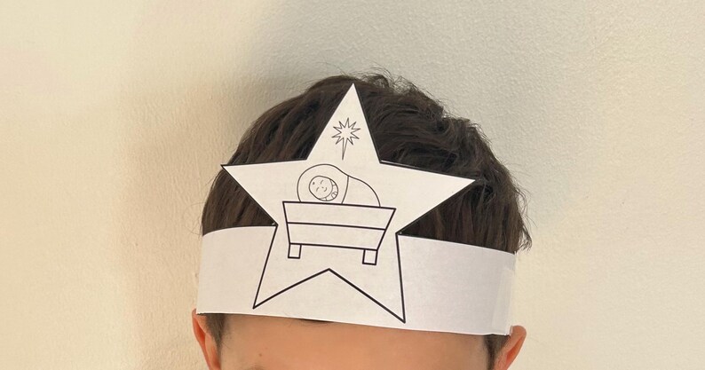 Christmas Jesus in Manger Crown Printable Coloring Craft - Nativity Hat ...