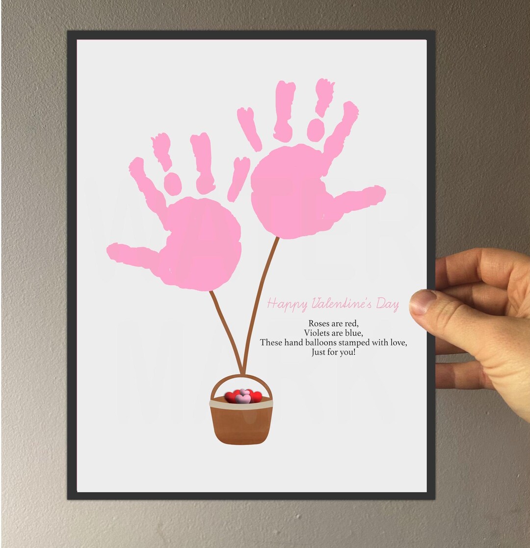 Valentine's Handprint Printable Art - Kids Heart Craft - Kids Handprint ...