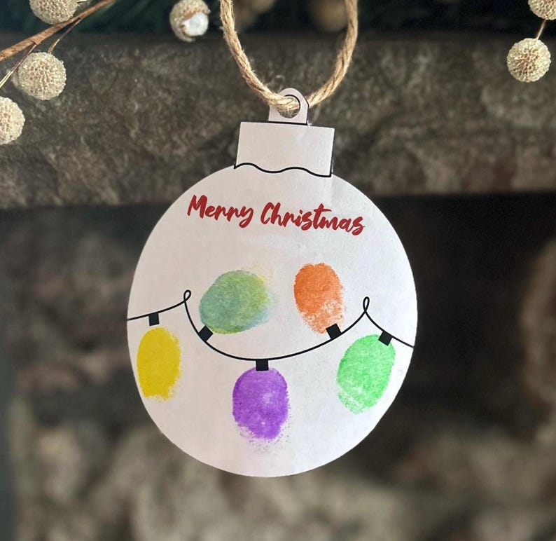 Fingerprint Christmas Ornament Craft Printable • Kids DIY Ornament ...
