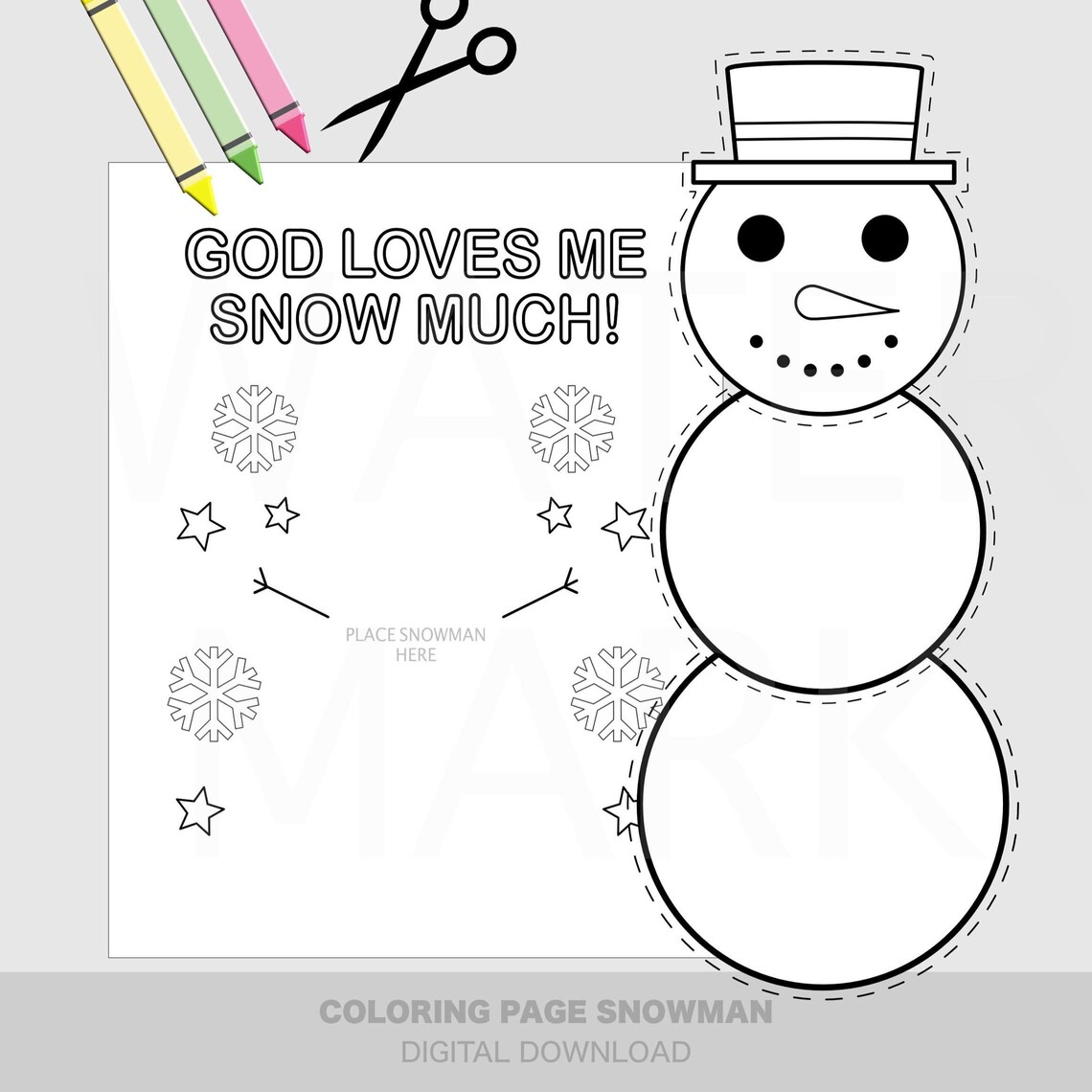 God Christmas Snowman Color Craft Printable, “god Loves Me Snow Much ...