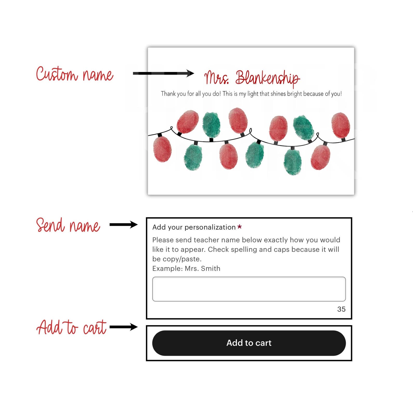 Personalized Christmas Card Thank You Teacher - Printable Kids ...