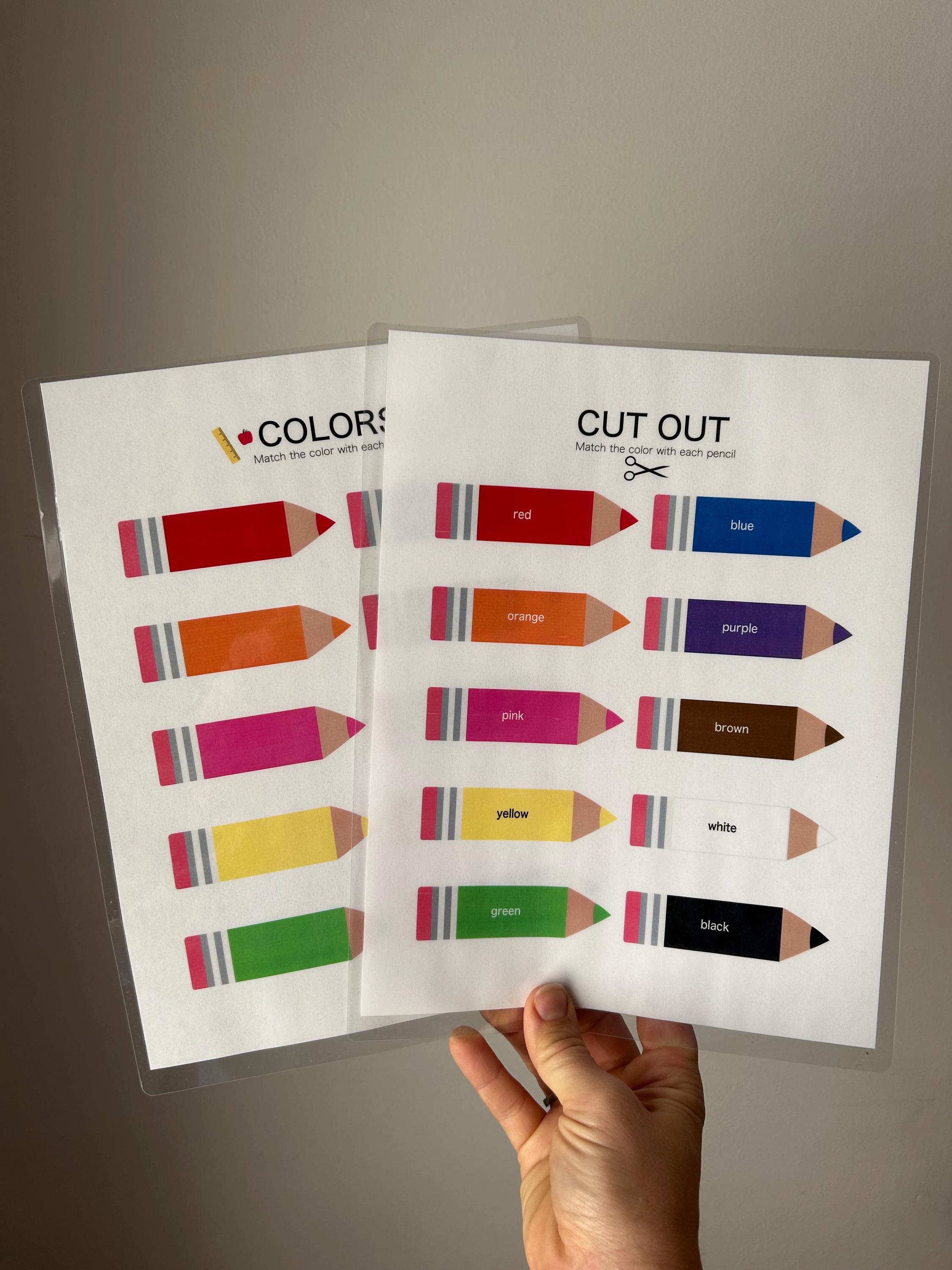 Matching Colors Busy Book Learning Color Matching Game Pencils ...