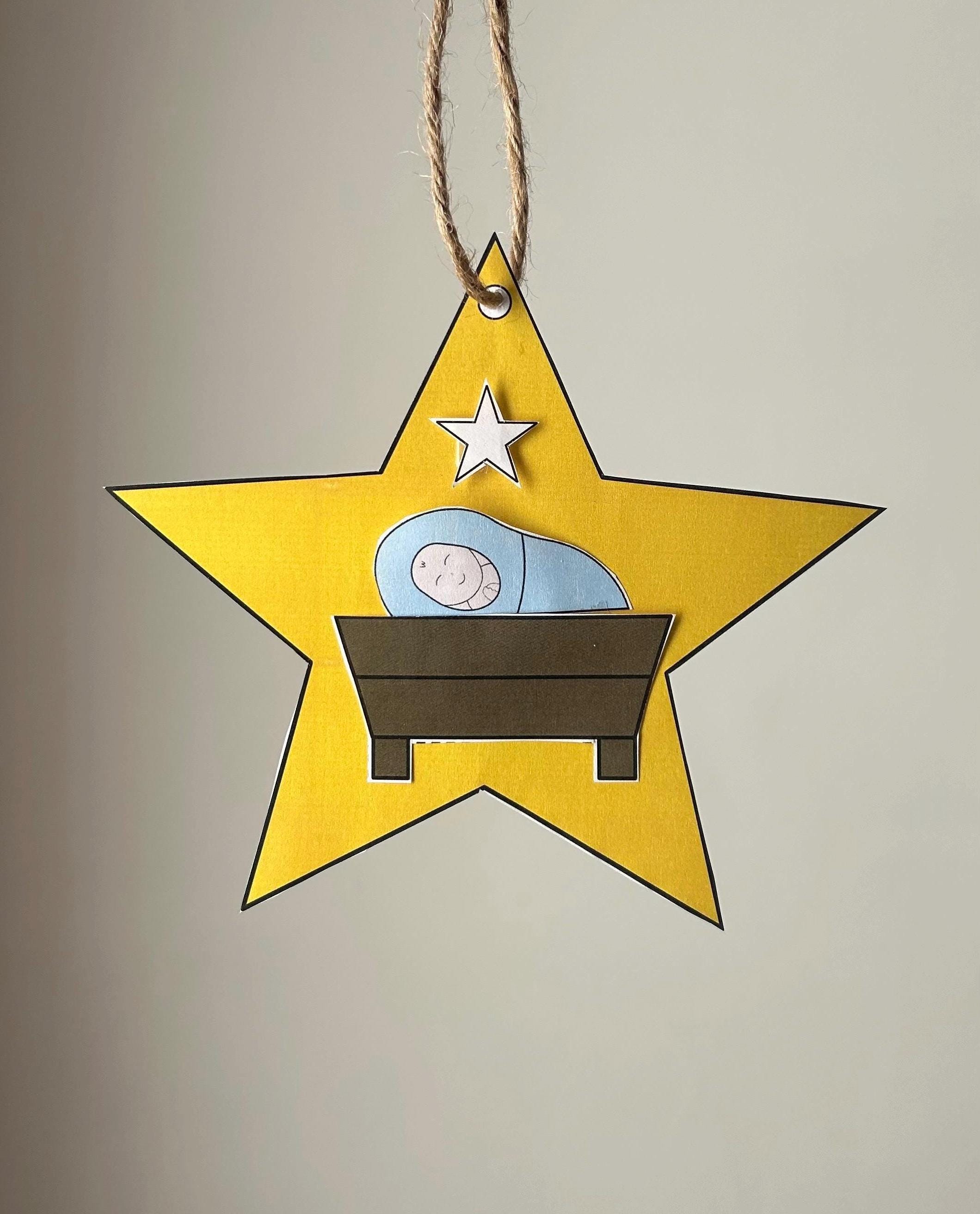 Christmas Kids Ornament Baby Jesus in Manger Craft - Nativity Manger ...