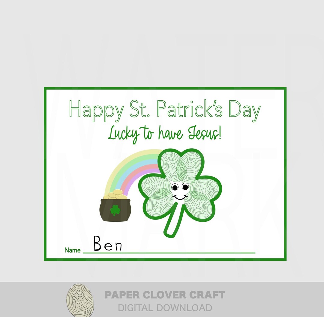 Fingerprint St Patrick's Day Jesus Printable Craft - Kids Fingerprint ...