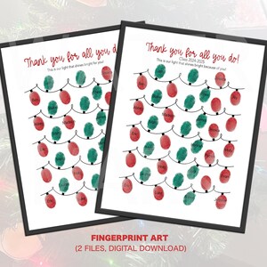 Christmas Fingerprint Art Christmas Kids Keepsake Holiday Teacher Card ...