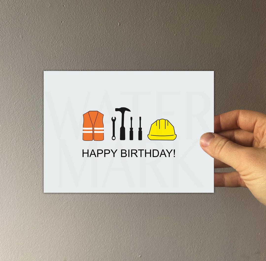Printable Construction Birthday Card: Tools Theme (digital Download) - Etsy