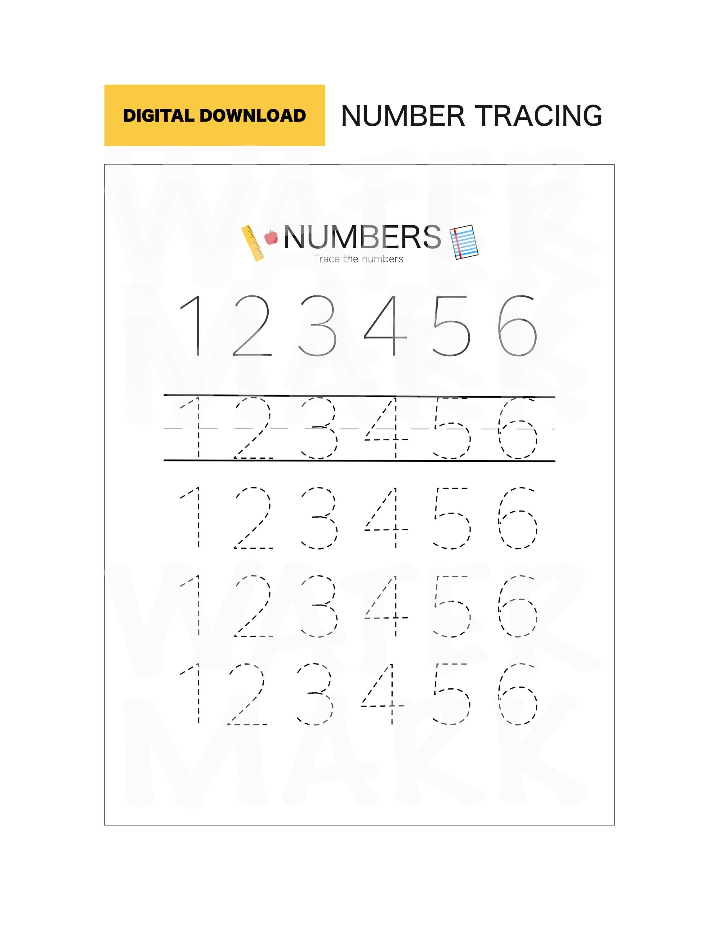 Learning to Write Numbers - Tracing Numbers 1-6 - Digital File ...