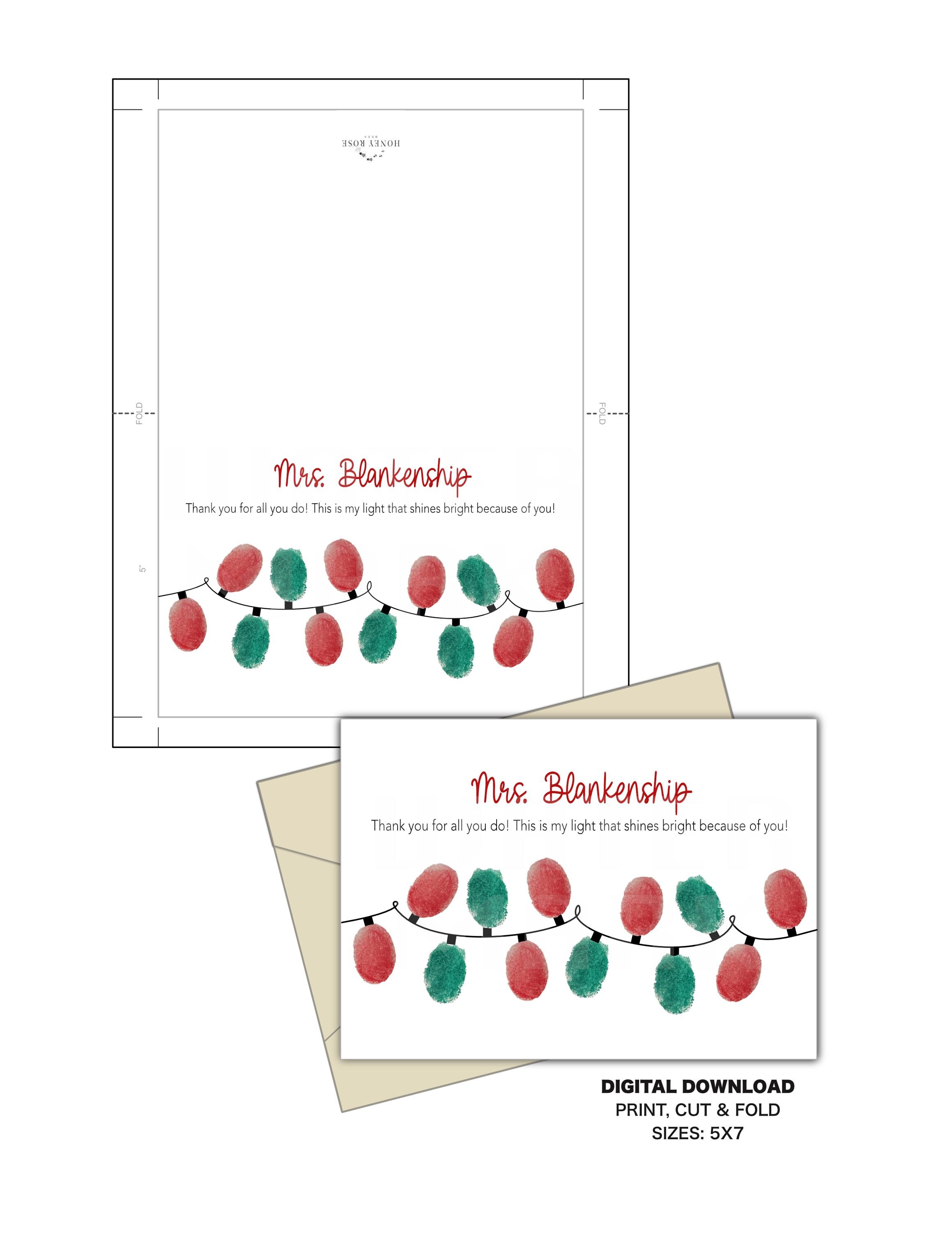 Personalized Christmas Card Thank You Teacher - Printable Kids ...