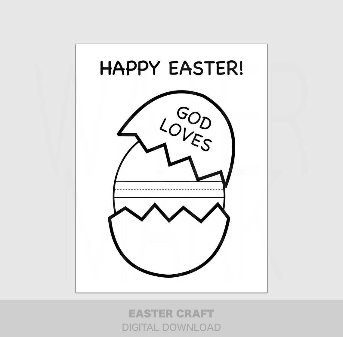 Easter Coloring God Loves Me Printable Craft - Kids Coloring Craft ...