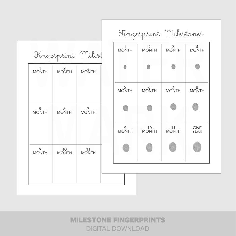Baby First Year Fingerprint Milestone Memory Keepsake, Baby Crafts ...