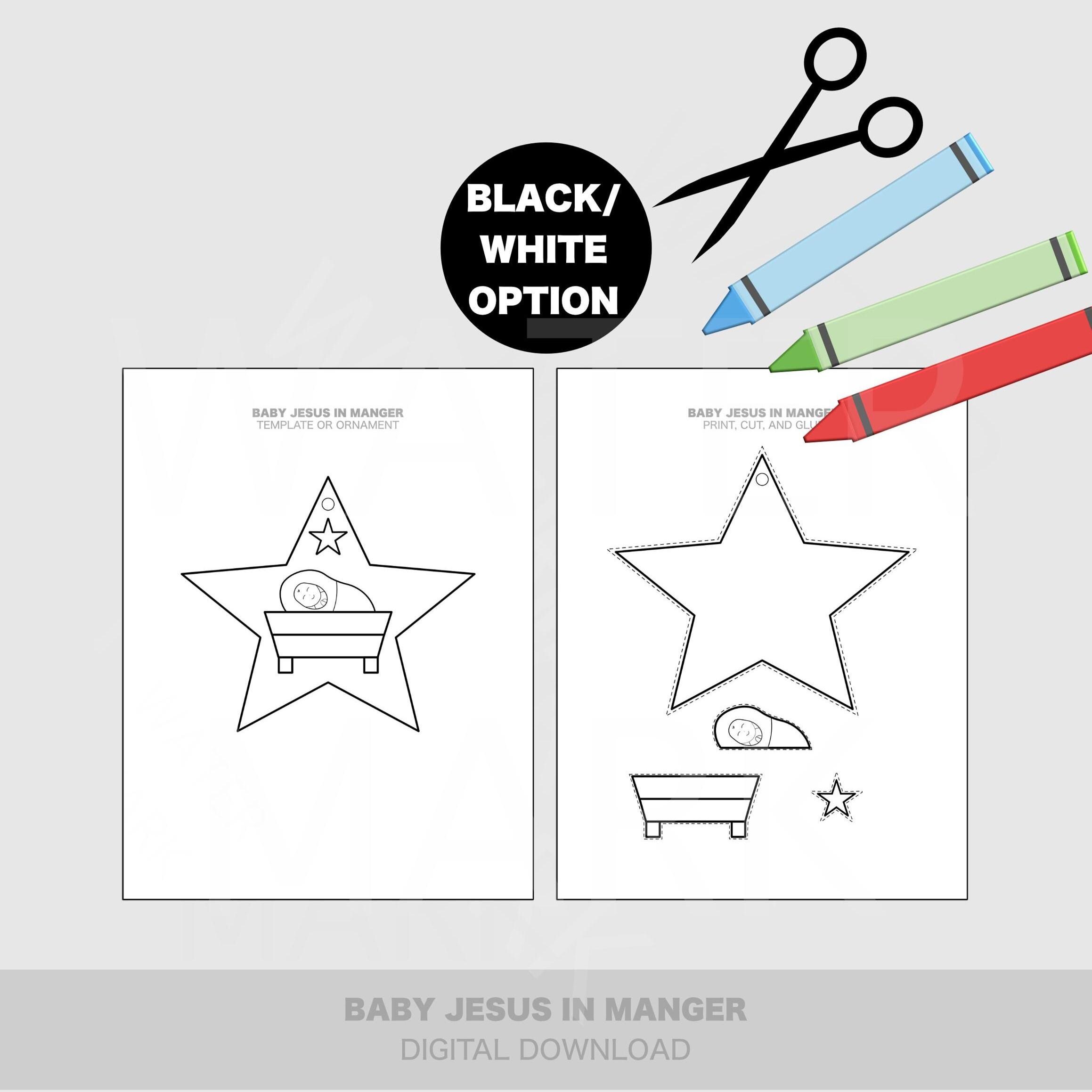Baby Jesus Manger Ornament Craft Cutout – Nativity Printable, Sunday ...