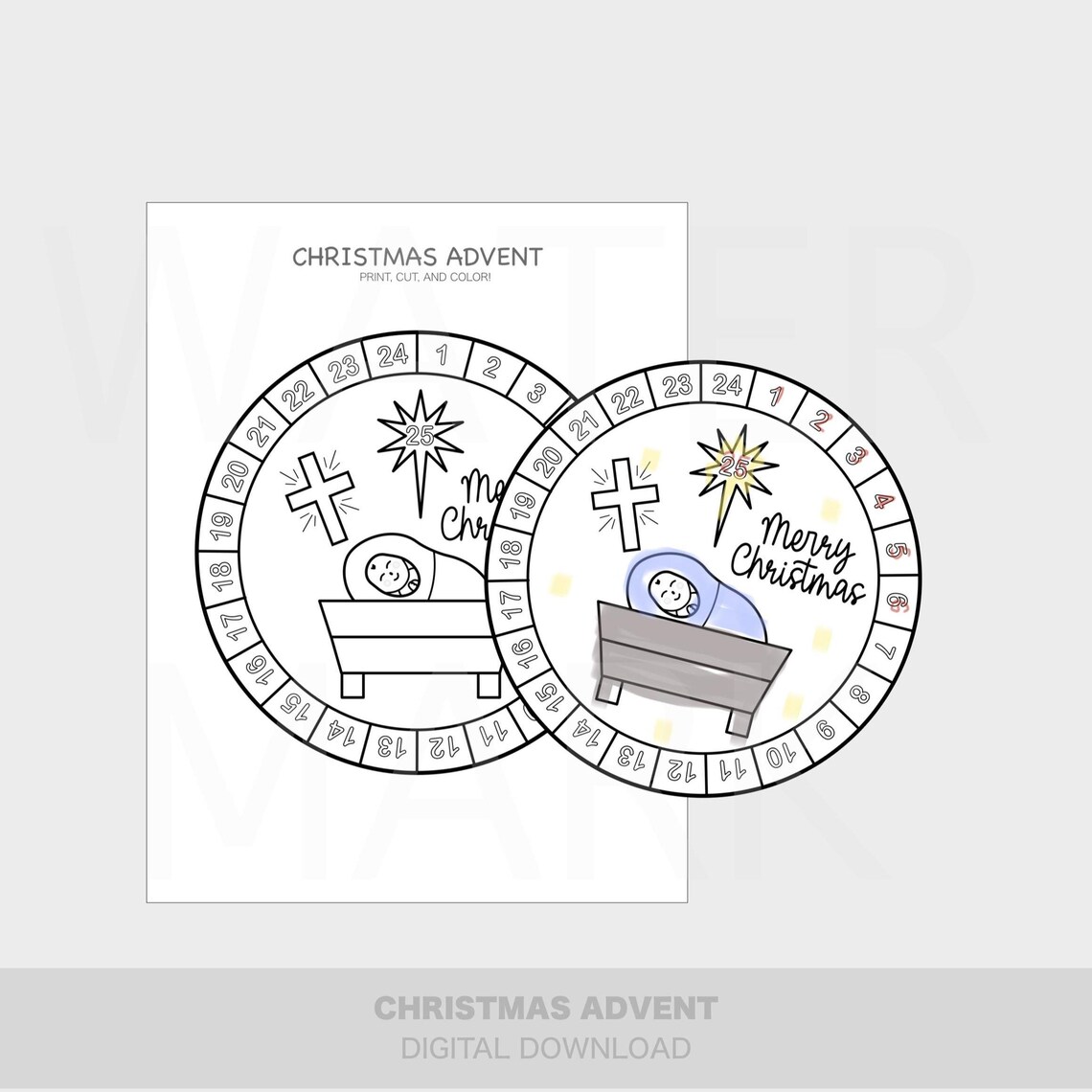 Nativity Christmas Countdown Advent Jesus in Manger Craft - Kids Paper ...