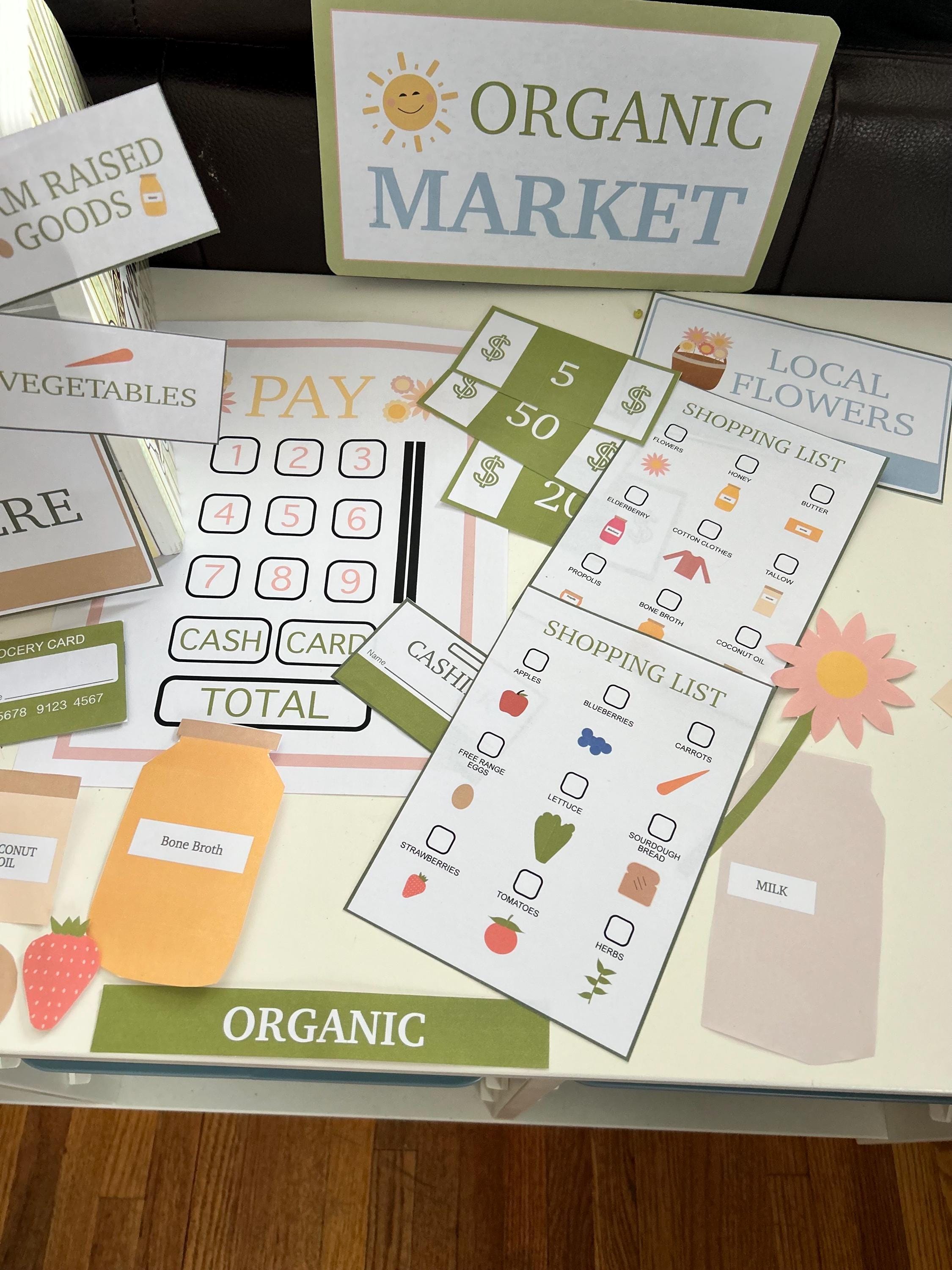 Organic Market Play - Kid Dramatic Play Grocery DIY - Cardboard Toy ...